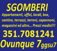 Roma Sgomberi Gratis cantine box appartamenti locali ed altro 7gg su7